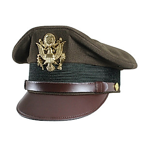 Epic Militaria Replica WW2 US Army Officers Visor Cap - Olive (Large - 58/59 cm)