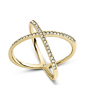 Michael Kors Pave X Gold Ring, Size 6