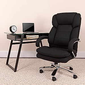 Flash Furniture Hercules Series Swivel Office Chair with Loop Arms, Ergonomic High-Back Executive Chair with Padded Seat and Arms, Black