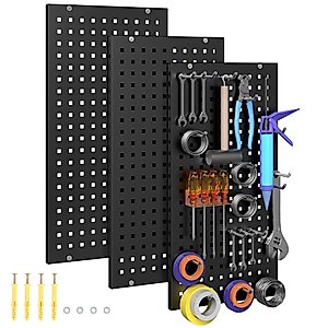 YITAHOME Metal Pegboard Panels for Walls Garage, 3Pcs Pegboard Storage System for Wall Utility Tools, Workbench, Shop, Shed Modular Peg Board Organizer Board Kit, Black