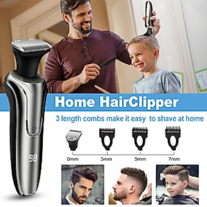 Electric Razor for Men,Electric Shavers for Men IPX7 Waterproof Mens Shaver Rechargeable with Beard Trimmer, 4 in 1 3D Rotary Mens Razor Shaver Kit Cordless Shaving Machines for Husband Father Gift