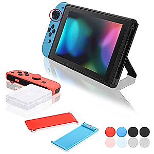 Switch Kickstand Replacement, Switch Stand with 4 Pcs Thumb Grips, 2 Pack Replacement Kickstand for Nintendo Switch