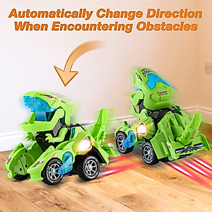 Hirger Transforming Car Dinosaur Toy for Kids 2-5: Dino Transformer Toy Car with Light Music for Toddlers 1-3 | Christmas Birthday Gifts for Boys Age 4-6