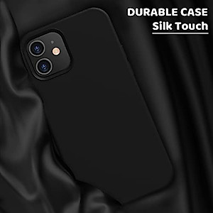 OuXul Compatible with iPhone 12 Mini Case,Liquid Silicone Gel Rubber Phone Case,iPhone 12 Mini Case 2020 Cover 5.4 Inch Full Body Slim Soft Microfiber Lining Protective Case(Black)