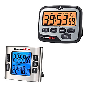ThermoPro TM02 Digital Kitchen Timer with Dual Countdown Stop Watches Timer+ThermoPro TM01 Kitchen Timer