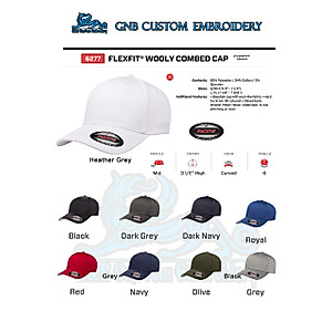 Custom Embroidered Flex Baseball hat. Flex Baseball 6277/6477 Baseball Cap. Place Your Own Logo or Design (S/M, Black)
