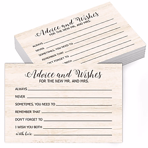 TENTADO Advice and Wishes Cards for the New Mr and Mrs, Bride & Groom, Newlyweds, Wedding Advice Cards Perfect for Bridal Shower or Wedding, Wedding Guest Book Alternative, Pack of 50 4x6 Inch