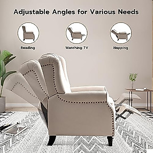 Phoenix Home Elizabeth Push Back Chair Recliner, Beige