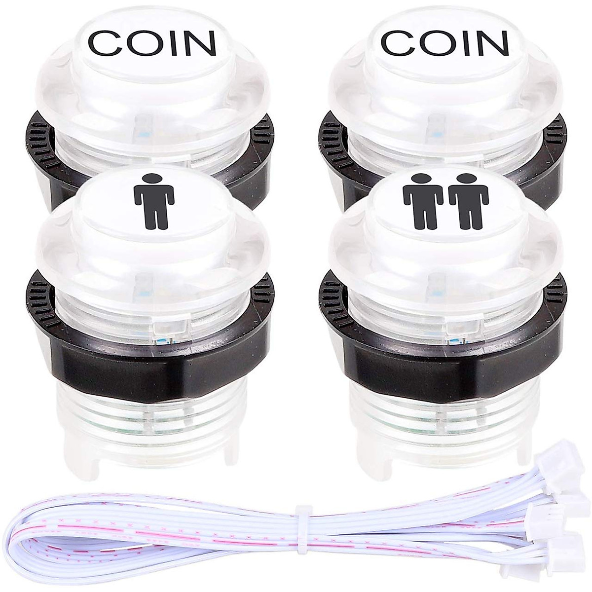 EG STARTS Classic Arcade DIY Kit Parts 2x USB LED Encoder To PC Consols Games + 2x 4/8 Ways Joystick + 20x 5V Illuminated Push Buttons For Mame Raspberry pi (Red/Blue Stick + MIX Color Buttons)