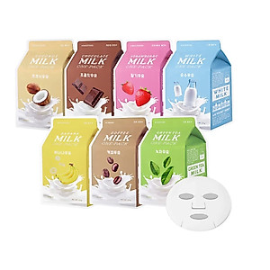A’pieu Milk Sheet Mask (7 flavors in 1 pack) with Milk Essence to mildly exfoliate, hydrate, and brighten - Korean skincare for normal to dry skin.