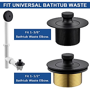 Anpean Brass Bathtub Drain Kit, Lift and Turn Tub Drain Kit with Single Hole Overflow Faceplate, Matte Black