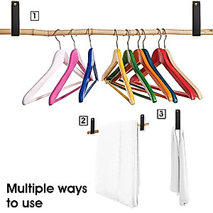 Abeillo 4 Pcs Leather Wall Hooks, Medium Leather Straps Hanger Towel Hook, Leather Strap Shelf Wall Hanging Strap Holder for Bathroom Kitchen Bedroom Nordic Boho Decor(Black)