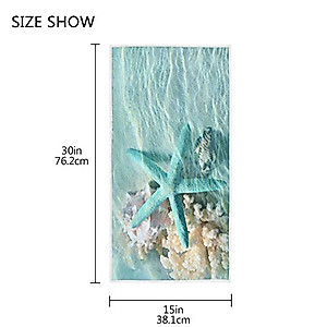 Exnundod Seashell Starfish Hand Towels Ocean Coastal Decorative Towel for Bathroom Kitchen Gym Soft Absorbent Washcloths Housewarming Gifts 15x30Inch
