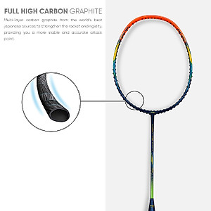 Li-Ning G-Force Superlite 3700 Carbon Fibre Unstrung Badminton Racket with Full Cover (Navy/Orange)