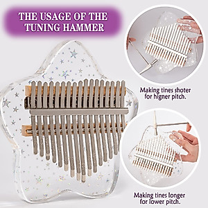 LUCKIPLUS Cute Kalimba Thumb Piano 17 Keys-Star Crystal Acrylic Finger Piano-Portable Mbira Musical Instruments Cute Christmas Gift with Tune Hammer and Study Instruction for Adults Beginners