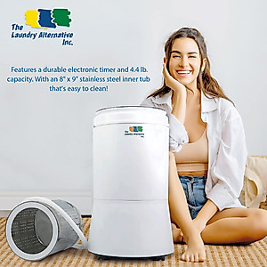 The Laundry Alternative Drop Compact Washer - Countertop Washing Machine & Spinner, Space Saver, Stainless Steel Drum, Apartment-Friendly, Convenient Drain Hose, Easy Cleaning, 4.4 lb. Capacity