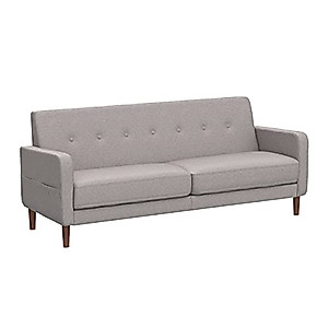 Mellow Adair Mid-Century Modern Loveseat/Sofa/Couch with Armrest Pockets, Light Grey