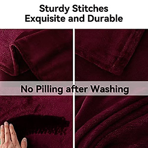 Flannel Fleece Blanket Lightweight Throw Blankets for Couch, Bed, Sofa, Super Soft Cozy Microfiber Blanket 310GSM Luxury Blanket(Wine Red, 90"x108")