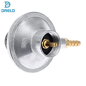 DRELD Low Pressure One Pound Adjustable Propane Tank Gas Regulator Knob, Table Top Control Valve with 1/4" Quick Barb Connection and 1"-20 Female Throwaway Cylinder Thread Inlet