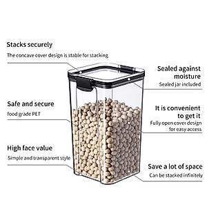 Rice Storage Container, Sealed Food Storage Container, Reusable Food Organizer with Buckle Lock, Space Saving Clear Food Containers, Multipurpose Food Keeping Box for Oatmeal Grain Cereal Pasta Flour