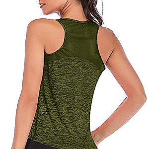 SSDXY Women's Workout Tee Top Mesh-Back Yoga Shirts Racerback Athletic Training Running Tank Tops Gym T-Shirt Blouse