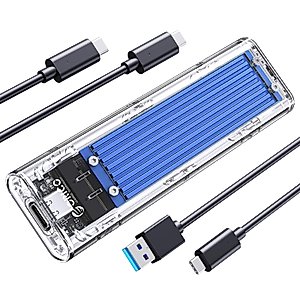 ORICO M.2 NVMe SSD Enclosure, USB 3.2 Gen 2 (10 Gbps), Transparent External Solid State Drive Adapter Enclosure for 2280 2260 2242 2230 PCI-E M2 M-Key SSD, USB Type C Converter Case-TCM2 Blue