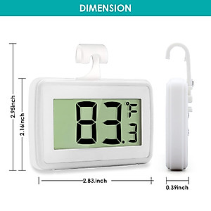 6 Pack Digital Refrigerator Thermometer, Waterproof Freezer Room Thermometer,High Precision Fridge Alarm Thermometer with Hook for Kitchen Home,°C/°F Convertible