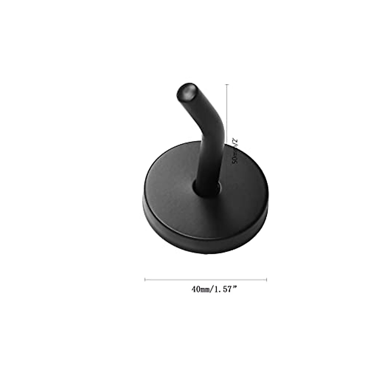 FUIEJIOEI Black Stainless Steel Long Nose Single Heavy Duty Long Coat Hook 4PCS (2"/50mm)