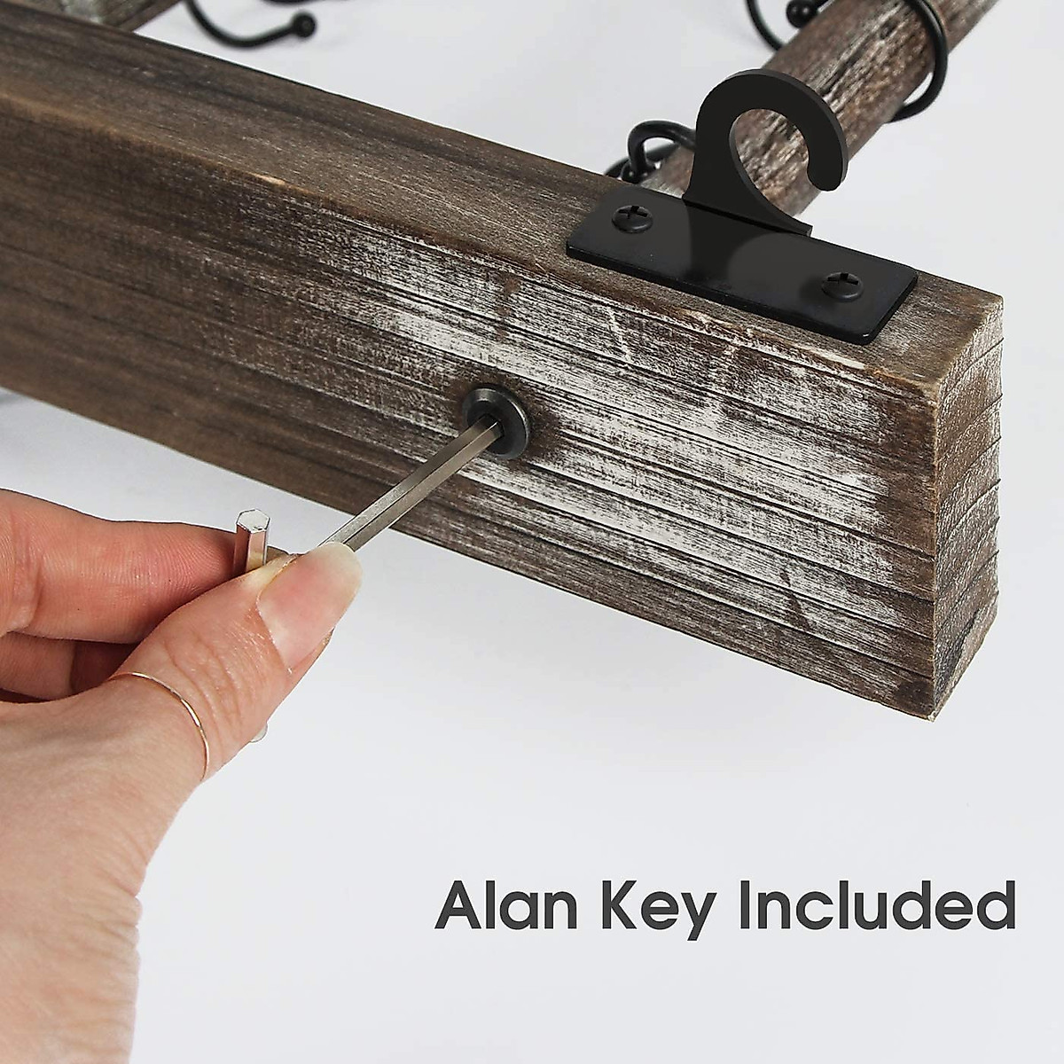 J JACKCUBE DESIGN Hanging Pot Rack Pan Ceiling Wall Mounted Hanger Multi- Purpose Rustic Wood and Metal Cookware Kitchen Storage Organizer With Utility 16 Hooks - MK603B