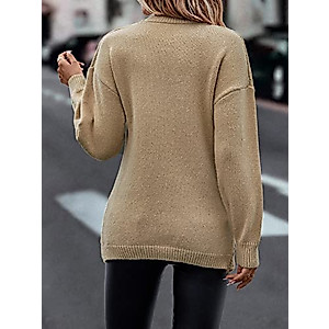 WDIRARA Women's Wrap V Neck Criss Cross Long Sleeve Asymmetrical Sweater Cable Knit Tops Solid Apricot L