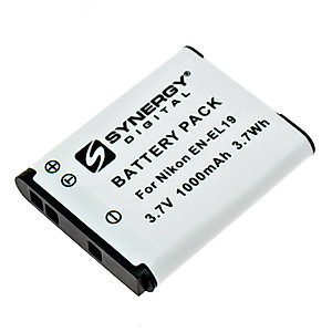 Synergy Digital Camera Battery, Compatible with Nikon Coolpix S7000 Digital Camera, (Li-Ion, 3.7V, 1000 mAh) Ultra High Capacity, Replacement for Nikon EN-EL19 Battery