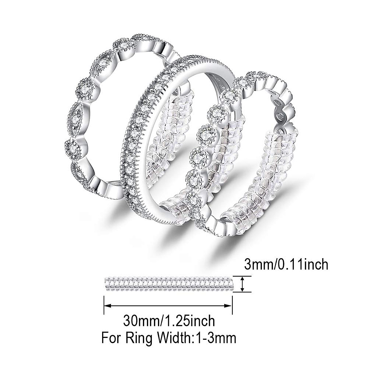 JewelryPalace 14K Gold Plated 925 Sterling Silver Rings for Women, Cubic Zirconia Promise Rings for Her, Stackable Wedding Bands Rings for Women Set Size 7