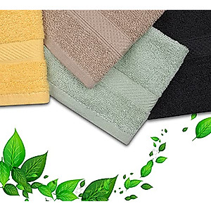 ZUPERIA 100% Cotton Bath Wash Cloths - 12 Pack - 12" x 12"- Highly Absorbent Soft Washcloths for Face, Gym Towels, Hotel Spa Quality, Reusable Multipurpose Towels (12 Pack, 6 Multicolors)