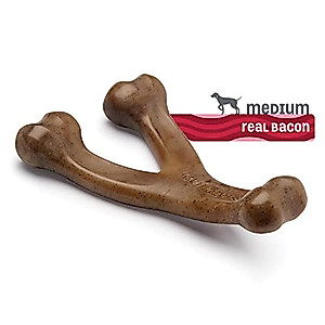 Benebone Wishbone Durable Dog Chew Toy for Aggressive Chewers, Real Bacon, Made in USA, Medium