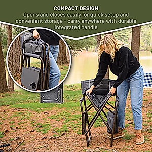 TIMBER RIDGE Lightweight Camping Chair, Portable Laurel Director's Chair with Foldable Side Table, Cooler Bag & Mesh Pocket, Compact Outdoor Folding Lawn Chair, Supports 300lbs, Grey