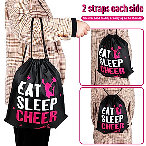 Eccliy 10 Pcs Cheerleaders Drawstring Backpack Bulk Cheer Drawstring Gym Bags Eat Sleep Cheer Gift Bags for Youth Sport Team(Popular Pattern)