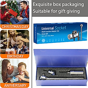 Mokoze Universal Socket Tool, Ratchet Wrench with 1/4"-3/4" (7mm-19mm) 105 Degree Right Angle Drill Attachment 4Pc Set for Daily Maintenance, Home Renovations Remodels