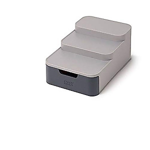 Joseph Joseph CupboardStore Compact 3 Tier Shelf Organizer with Drawer for Cabinet, Gray