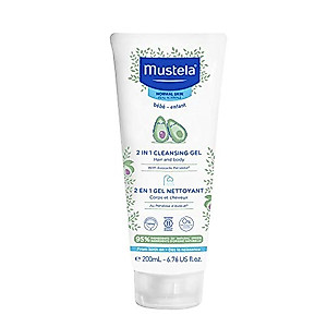 Mustela Baby 2-in-1 Cleansing Gel - Baby Body & Hair Cleanser - with Natural Avocado - Biodegradable Formula & Tear-Free - 6.76 fl. oz. (Pack of 1)