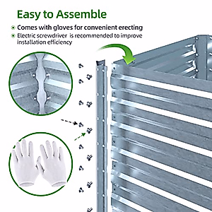 Ohuhu Metal Raised Garden Beds for Vegetables, 6x3x1.9 FT Heightened Extra-Large Reinforced Galvanized Steel Raised Boxes, Heavy Duty Outdoor Planter Box for Seedling Growing Flowers Herbs Succulent