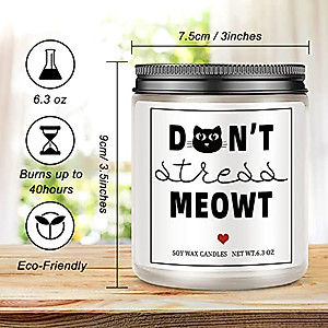 Don't Stress Meowt Cat Lover Gifts for Women Cat Mom Birthday Gifts for Women Cute Gifts for Cat Lovers Cat Themed Gifts Crazy Cat Lady Gifts for Women Her Best Friends Cat Dad Pet Parents Gift Candle