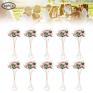 LOYALHEARTDY 10 Pcs Tall Metal Trumpet Vase, 31.5inch Metal Flowers Stand Wedding Centerpiece Table Decorations, Gold Centerpieces Road Lead Flower Rack for Wedding Decorations, Party, Event, Home