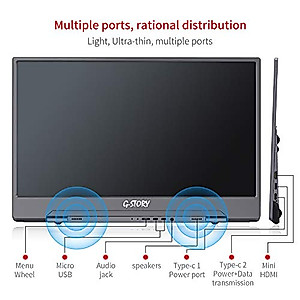 G-STORY 15.6” Portable Monitor, 1ms 165Hz Portable Gaming Monitor (Support 144Hz) Full HD 1080P, IPS Screen USB C Computer Monitor with HDMI Freesync for Laptop PS5 NS Xbox PS4 Phone with Smart Cover