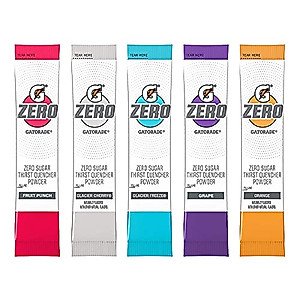 Gatorade G Zero Powder, Individual Packets, 5 Flavor Variety Pack - 4 of Each Flavor, Pack of 20-0.10oz