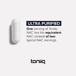 Toniiq 1300mg NAC - 4 Month Supply - Min. 98%+ Tested Purity - Ultra High Strength Bioavailable NAC Cysteine Supplement - 240 Vegetarian N Acetyl Cysteine Capsules -Lab Tested TQ