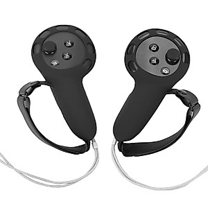 Nsiucion Controller Grips Cover for Meta Quest 3, Silicone Covers Protector with Adjustable Knuckle Straps, VR Accessories (1 Pair Black)