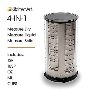 KitchenArt Professional Series 2 Cup Adjust-A-Cup, Champagne Satin, Adjustable, 1/8 to 2-Cup White