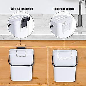 Cesun Small Trash Can with Lid Mini Kitchen Hanging Trash Can Tightly Sealed Odor Free, Small Countertop Compost Bin for Scraps from Daily Cooking, Mountable Trash Bin for Kitchen Counter, 3L White