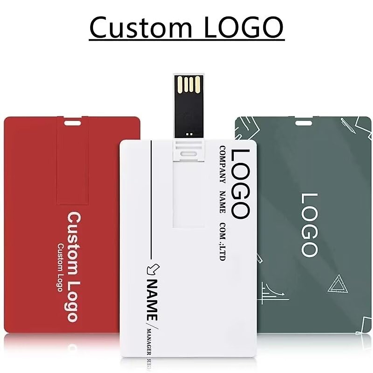 Custom Logo USB Flash Drive in Credit Card Shape, Personalised Memory Stick in Bulk for Promotion(25pcs, 8GB)