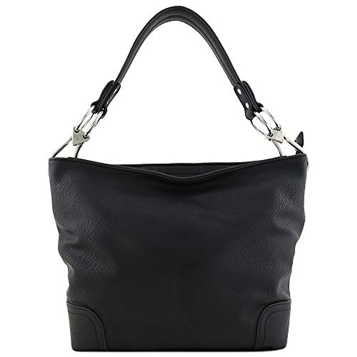 Hobo Shoulder Bag with Big Snap Hook Hardware (Black)